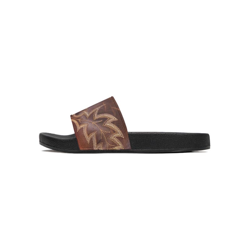 Cowboy Boot Men's Slide Sandals - Wild West Leather Themed Slip on ...