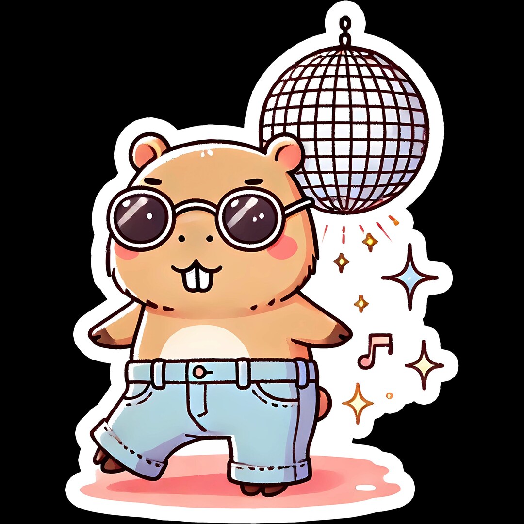 Funny Capybara Disco Sticker, Waterproof Laptop Decal - Etsy