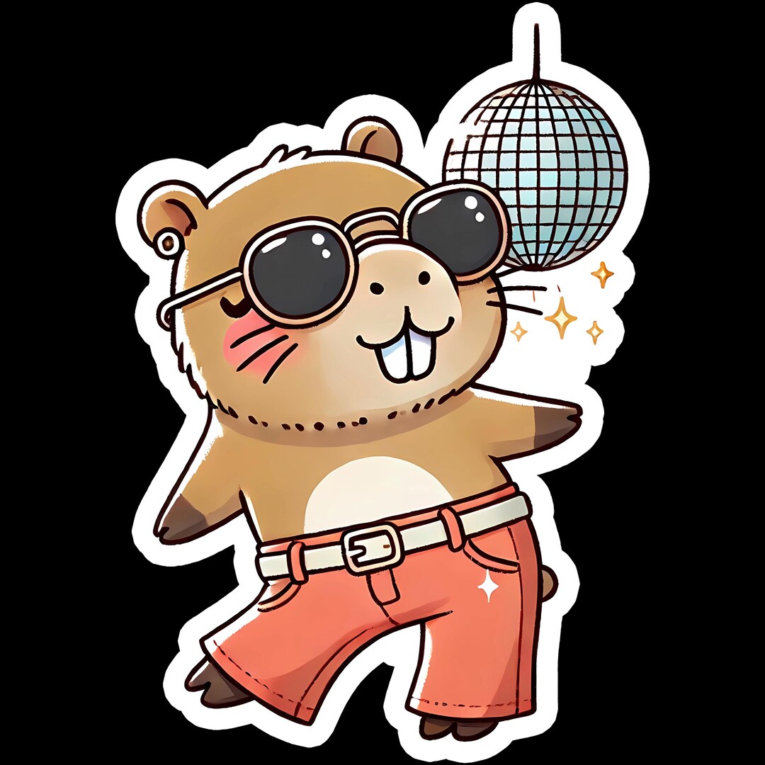 Funny Disco Capybara Sticker, Waterproof Decal - Etsy