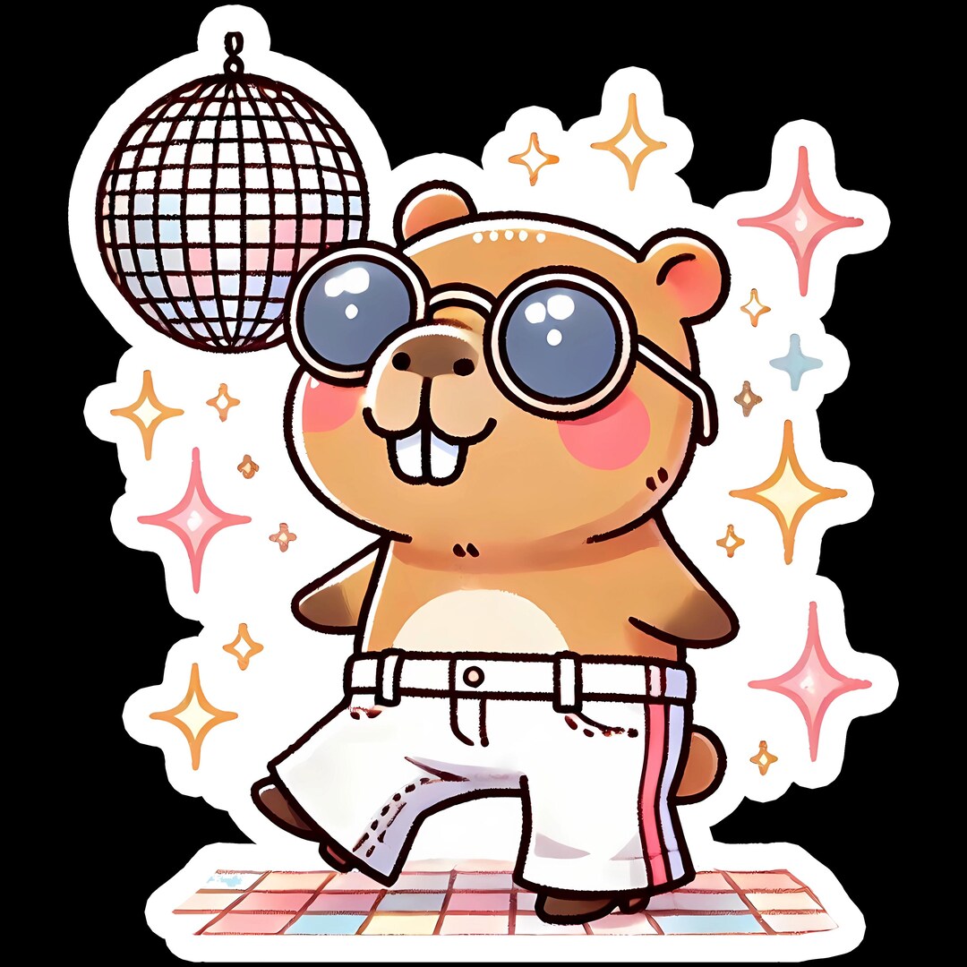 Funny Capybara Disco Sticker, Waterproof Laptop Decal - Etsy