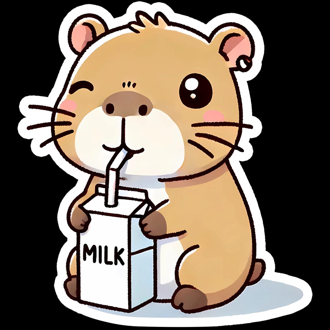 Funny Capybara Milk Sticker - Waterproof Laptop Decal - Etsy