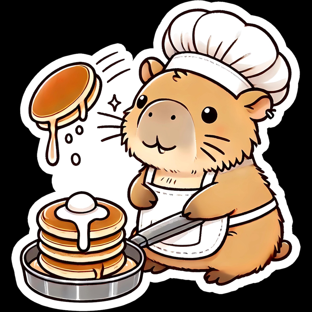 Chef Capybara Pancake Waterproof Sticker - Laptop, Car, Water Bottle - Etsy
