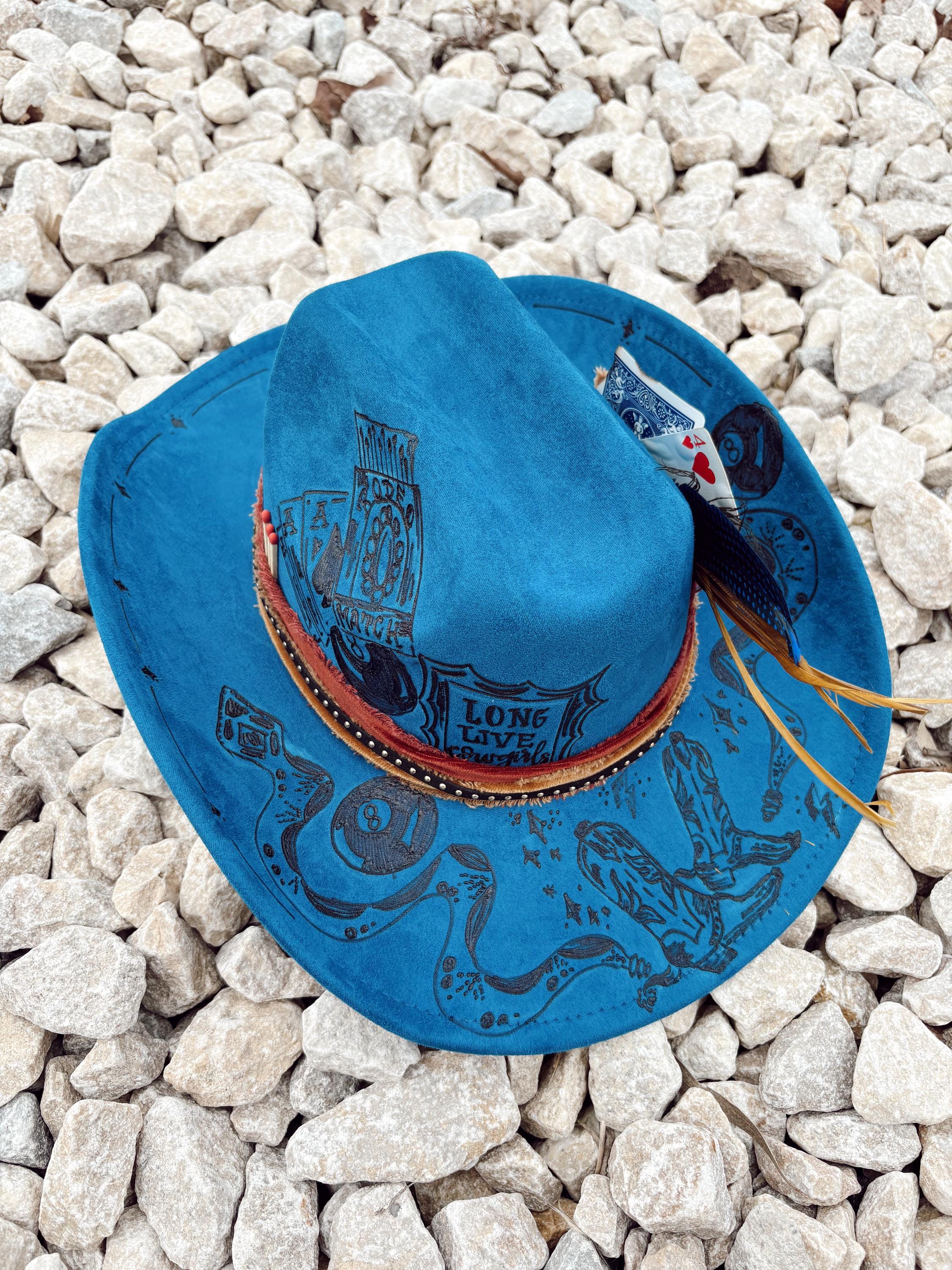 Lucky You Vegan Suede Cattleman Cowboy Hat | Turquoise | Customizable ...