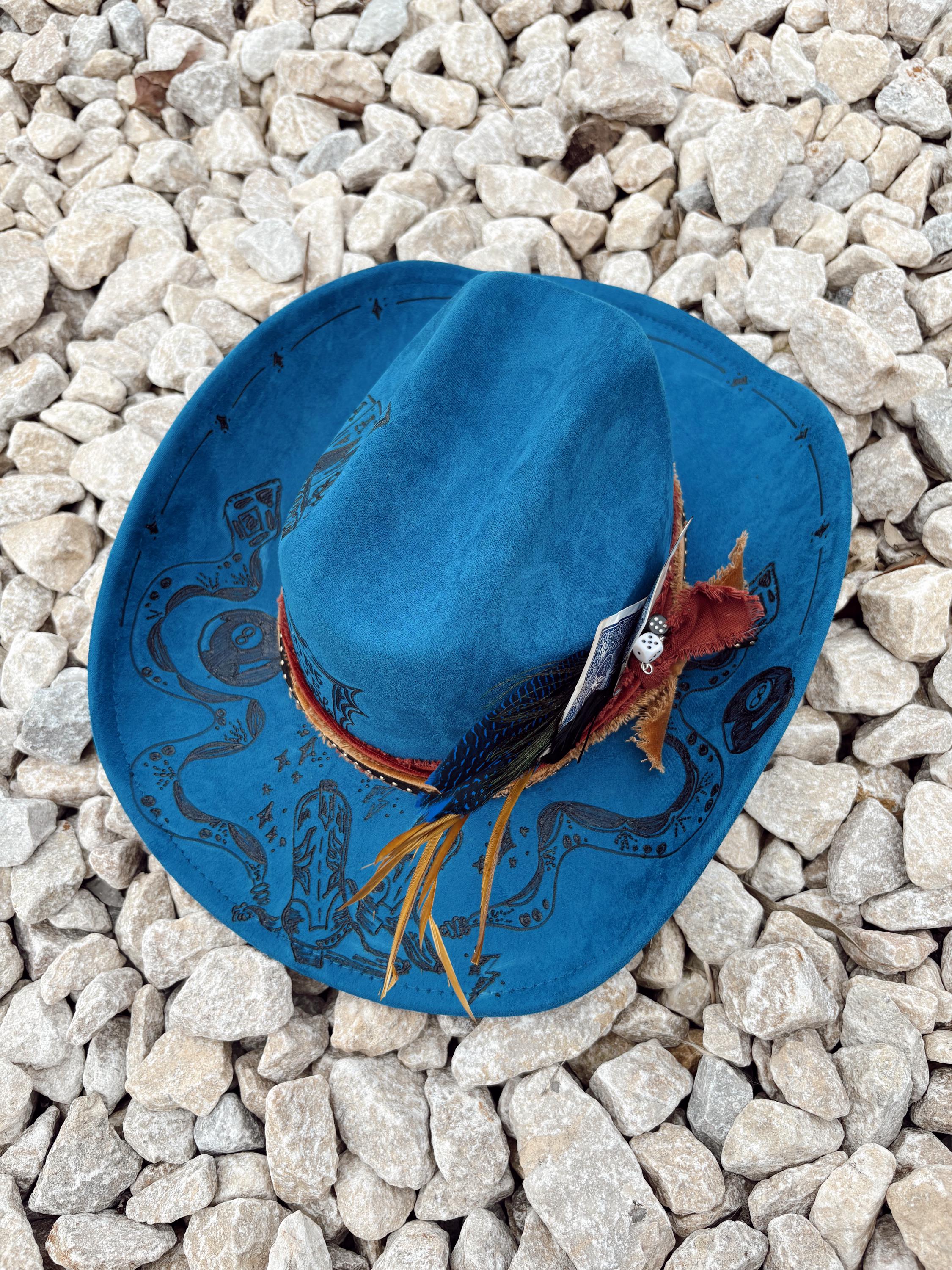 Lucky You Vegan Suede Cattleman Cowboy Hat | Turquoise | Customizable ...