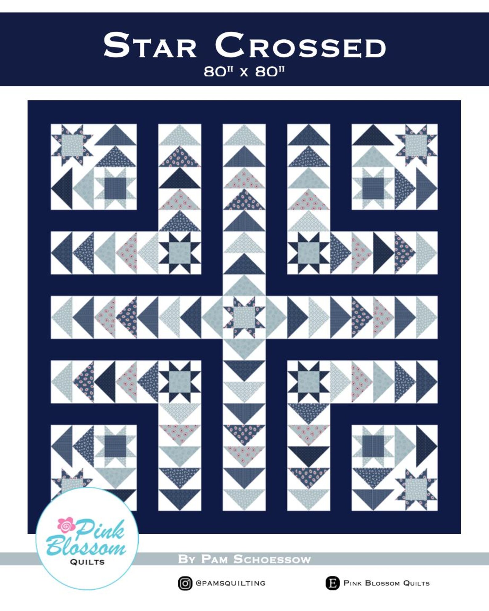 Modern Star Crossed Quilt Pattern, PDF Download, 80 X 80 Quilt Pattern ...