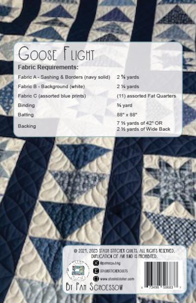 Goose Flight Modern Quilt Pattern PDF – 80x80 Stash Buster With Flying ...