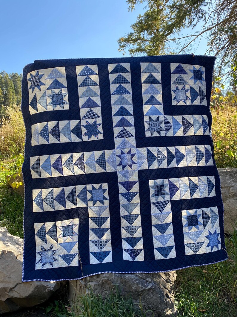 Modern Star Crossed Quilt Pattern, PDF Download, 80 X 80 Quilt Pattern ...