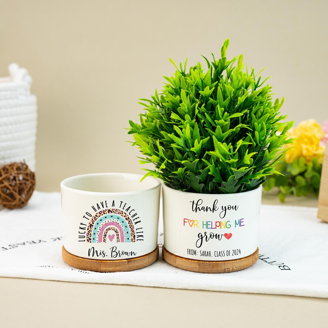 Personalized Plant Pot for Teacher, Thank You Teacher Gifts, Teacher ...