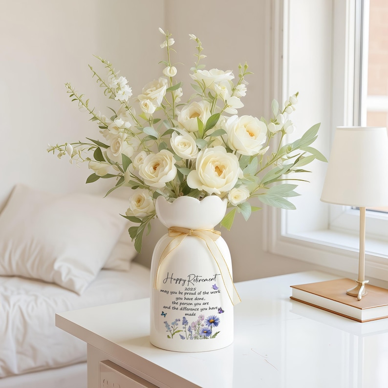 Personalized Retirement Gifts for Women, Retirement Ceramic Flower Vase ...