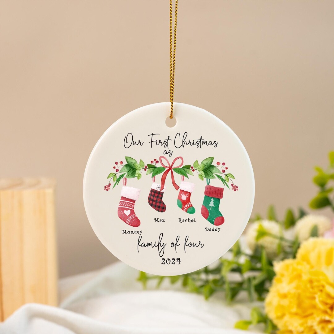 Family of Four Ornament, Personalized Family of 4 Bauble, Family of ...