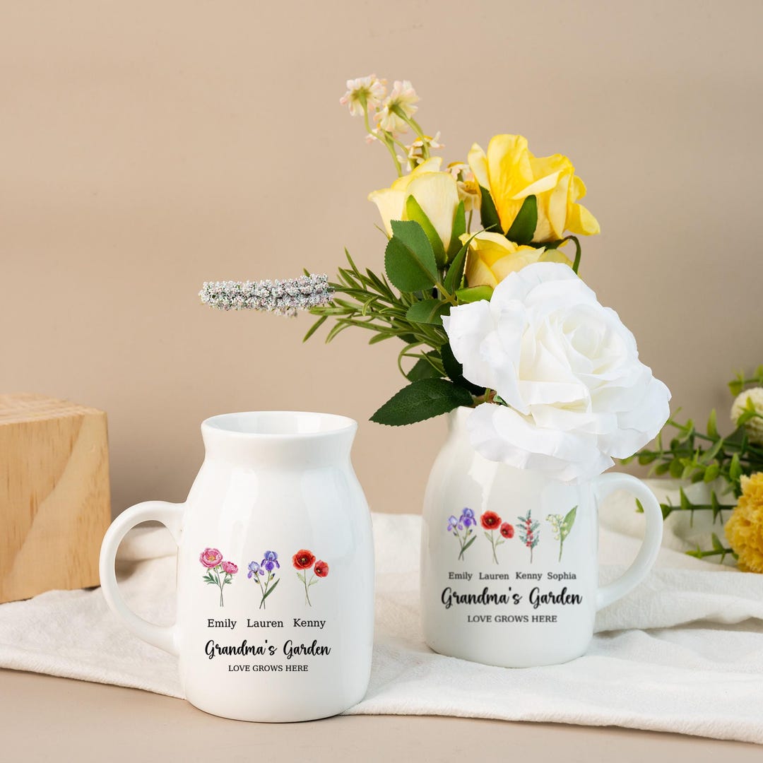 Personalized Grandma's Garden Vase, Flower Vase With Family Birth ...