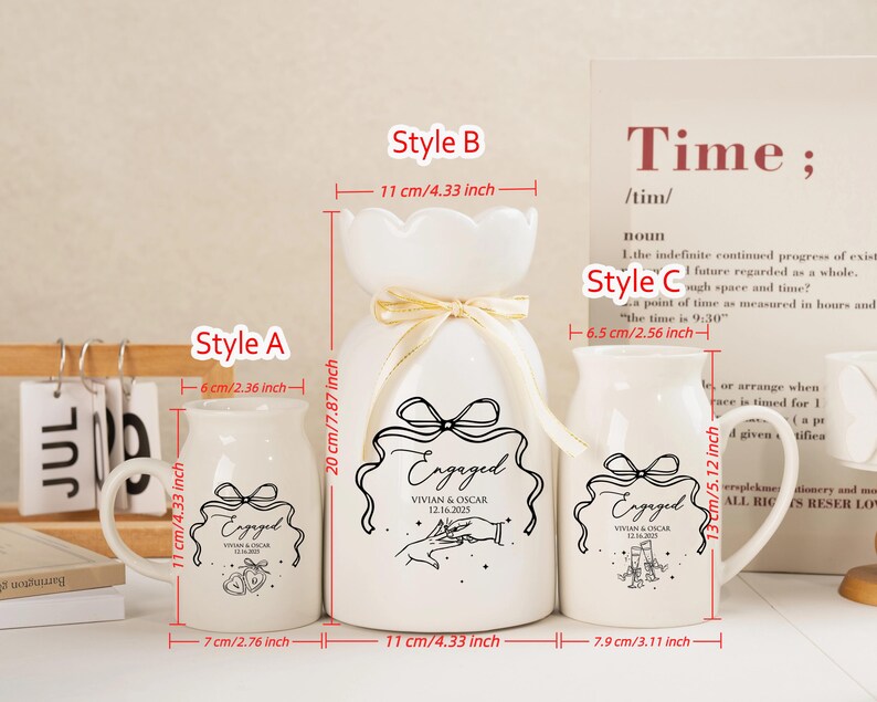 Personalized Engaged Flower Vase, Custom Ceramic Flower Vase, New ...