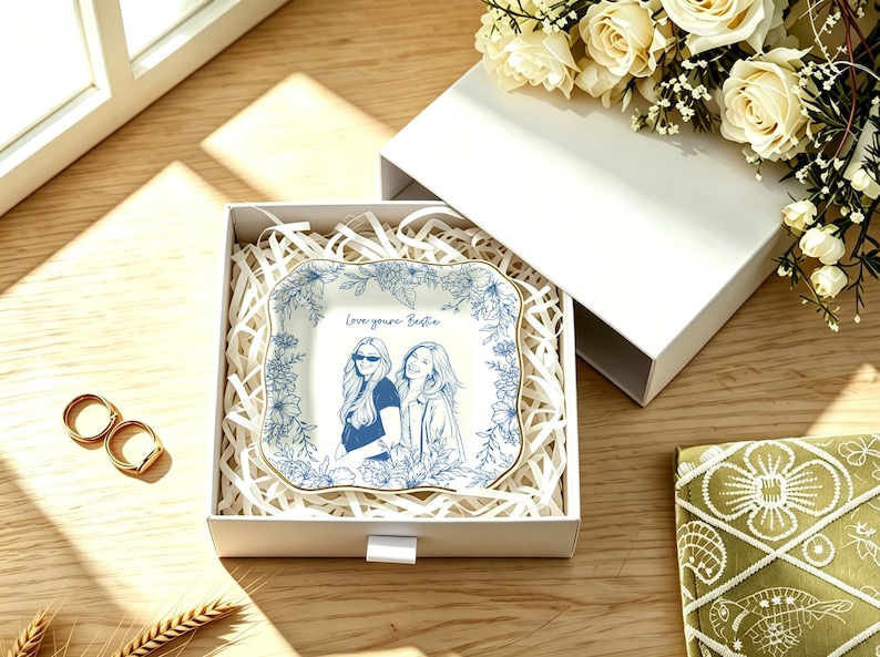 Personalized Bestie Photo Jewelry Dish, Trinket Tray Gift for ...