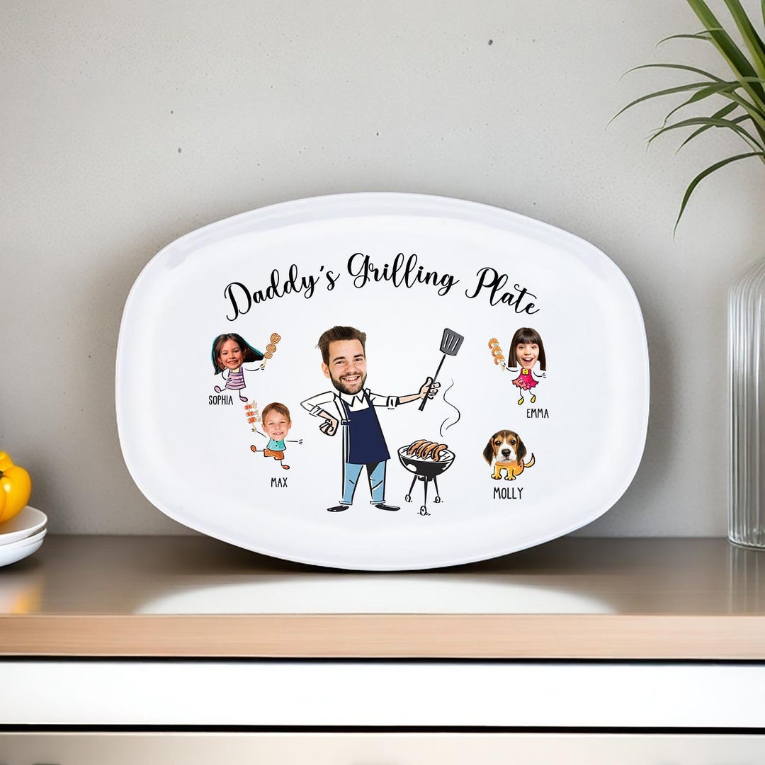 Personalized Father's Day Platter Gift for Dad, Funny Grilling Platter ...