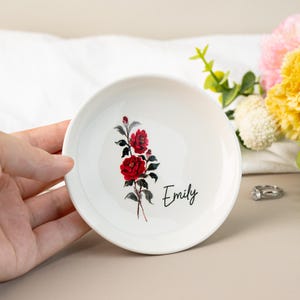 Personalized Birth Flower Jewelry Dish, Perfect Bridesmaid Gift for Her ...