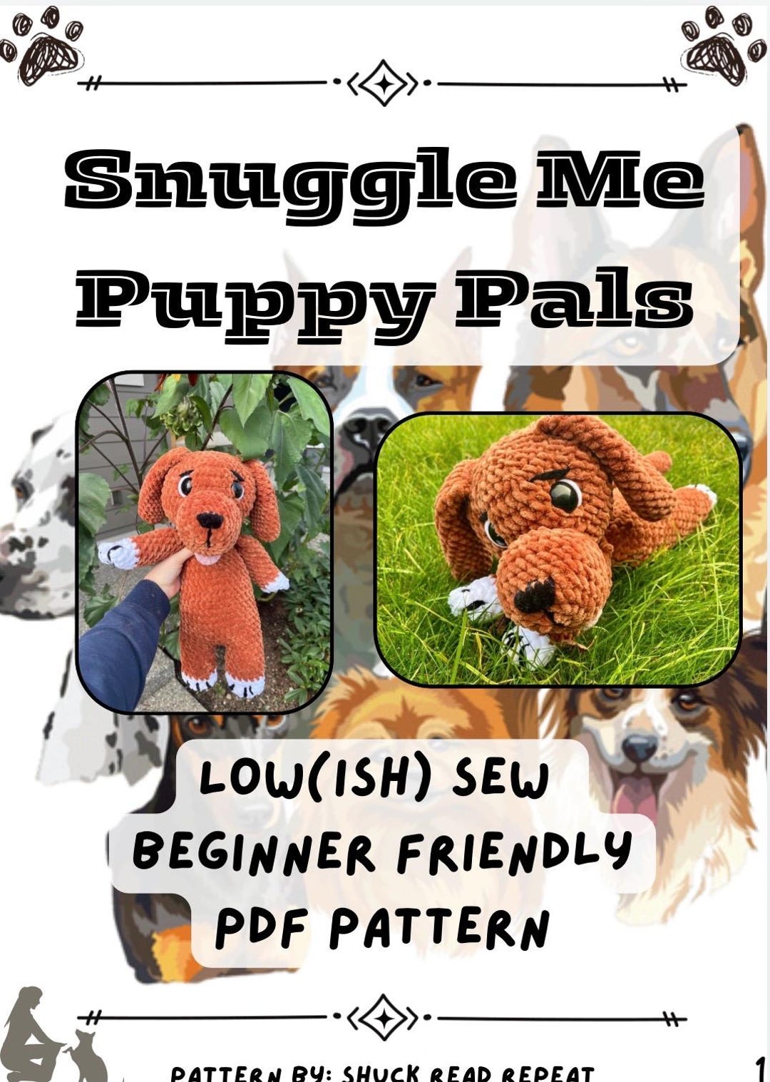 Snuggle Me Puppy Pals Crochet PDF Pattern, Beginner Friendly, Low Sew ...