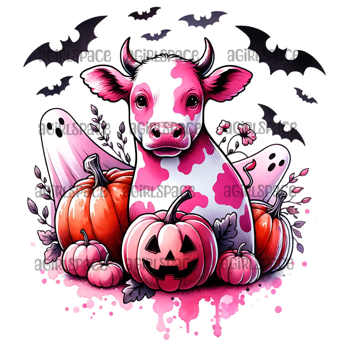 Pink Cow Print Png, Cow Png, Halloween Cow Png, Pink Cow Png, Cow and ...