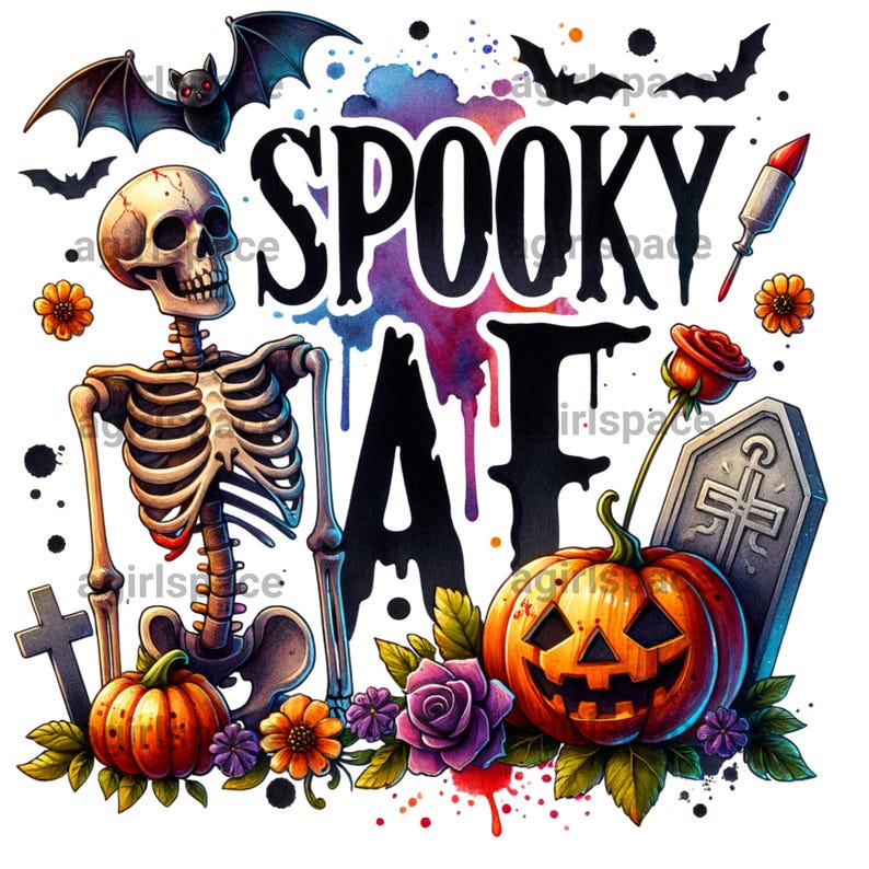 Spooky Af, Spooky Season Png, Skeleton Clipart, Skeleton Png - Etsy
