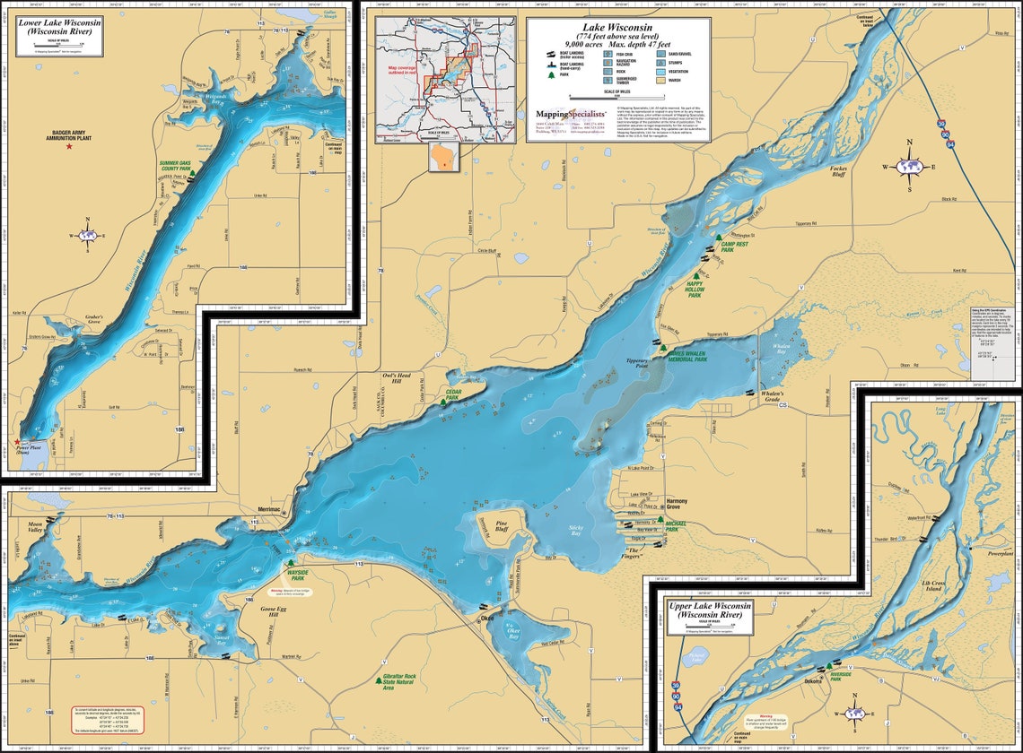 3D Lake Wisconsin Wall Map - Etsy