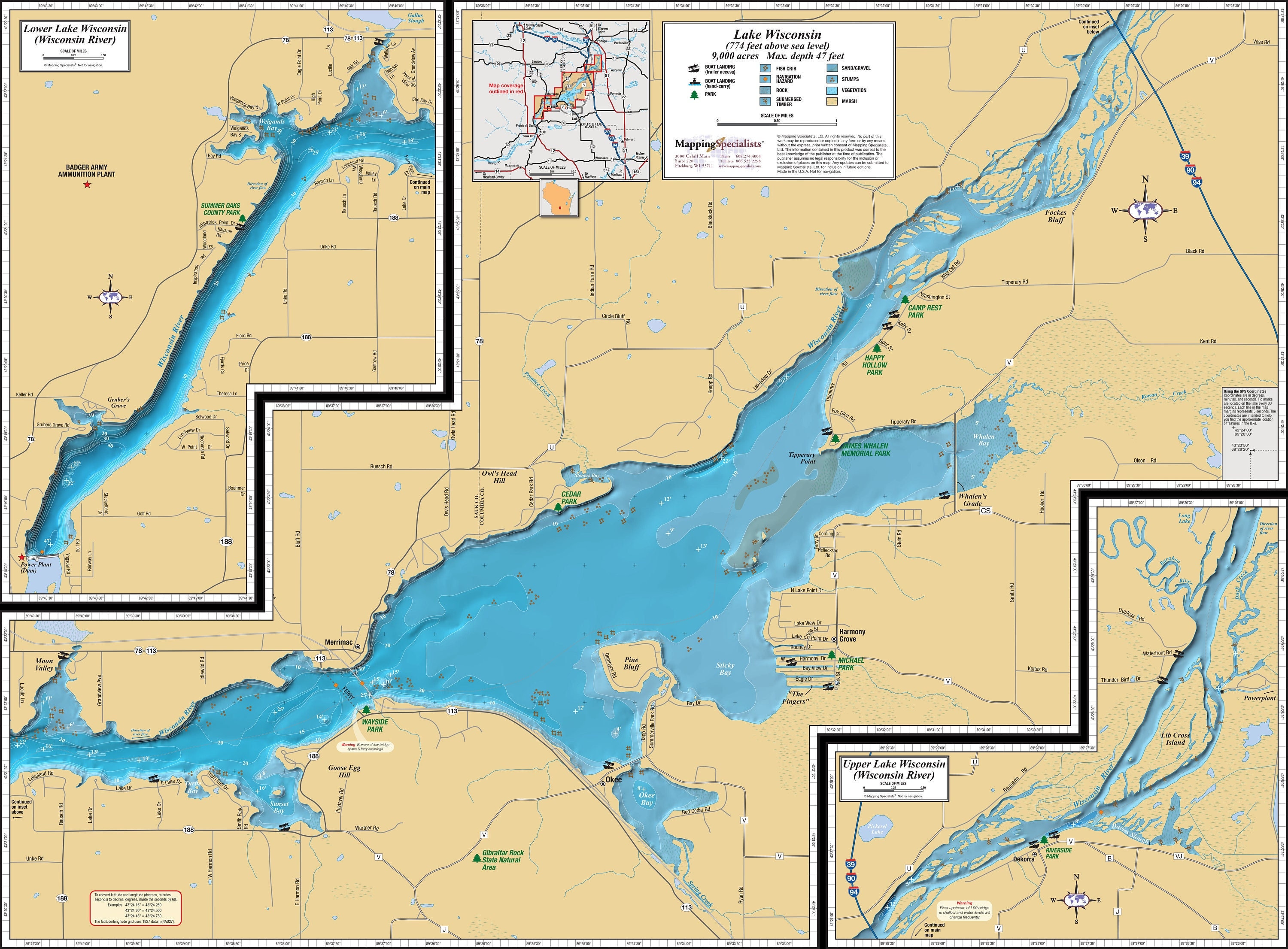 3D Lake Wisconsin Wall Map - Etsy