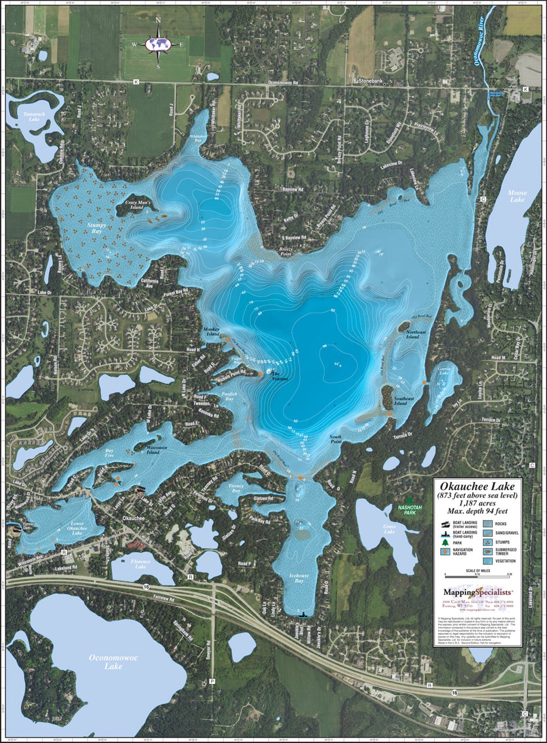 3D Okauchee Lake Enhanced Wall Map - Etsy