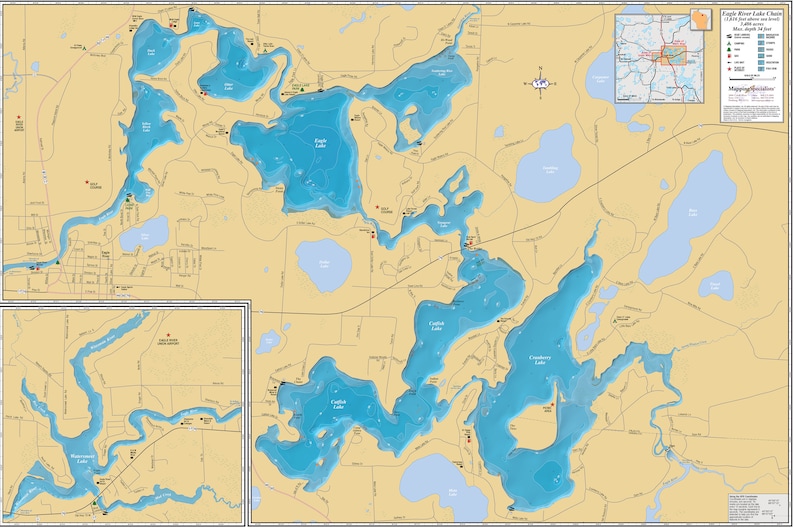 3D Eagle River Chain Wall Map - Etsy