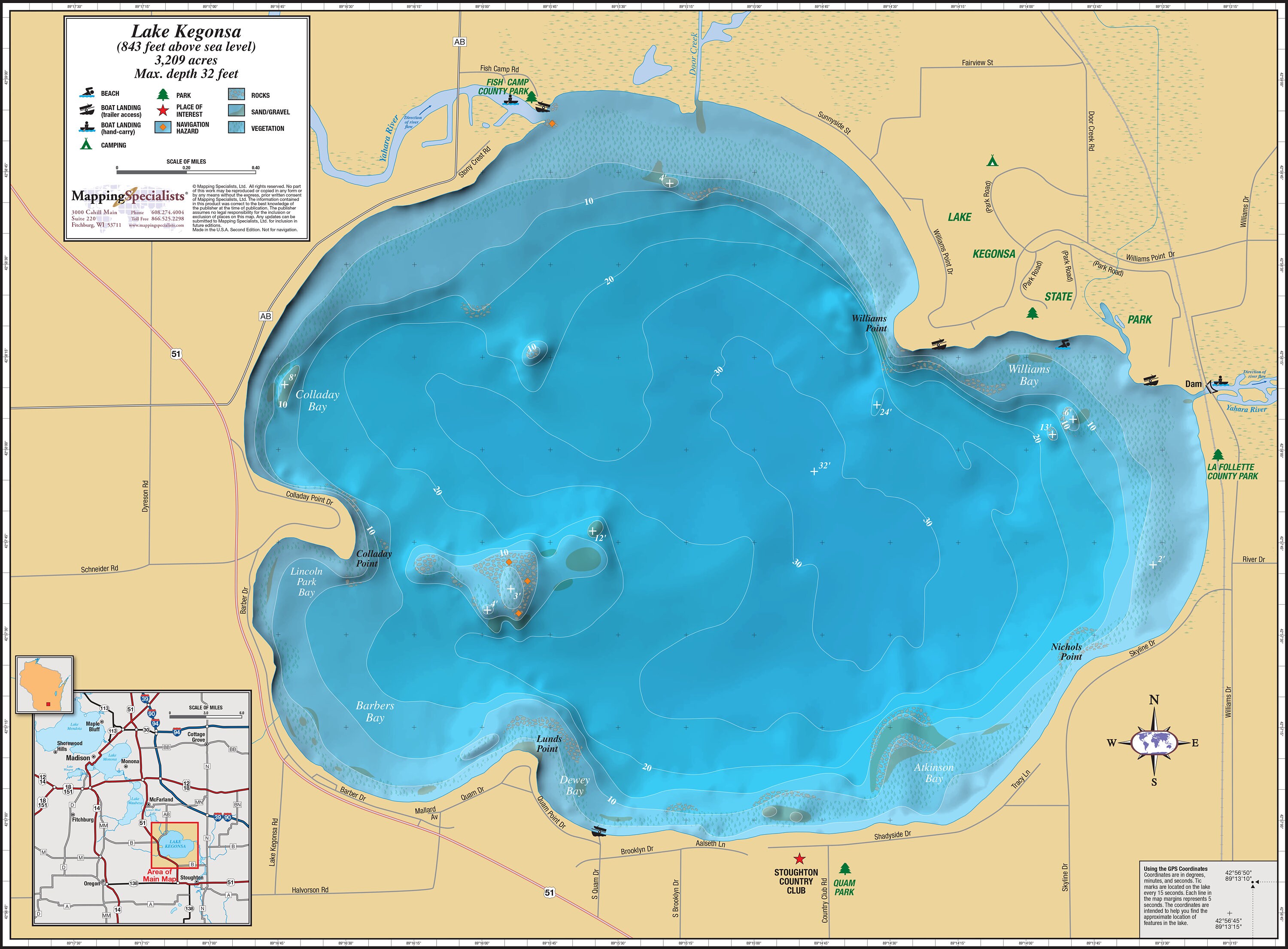 3D Lake Kegonsa Wall Map - Etsy