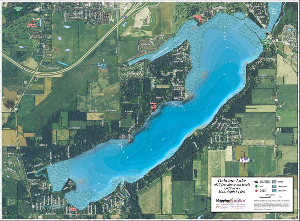 3D Delavan Lake Enhanced Wall Map - Etsy
