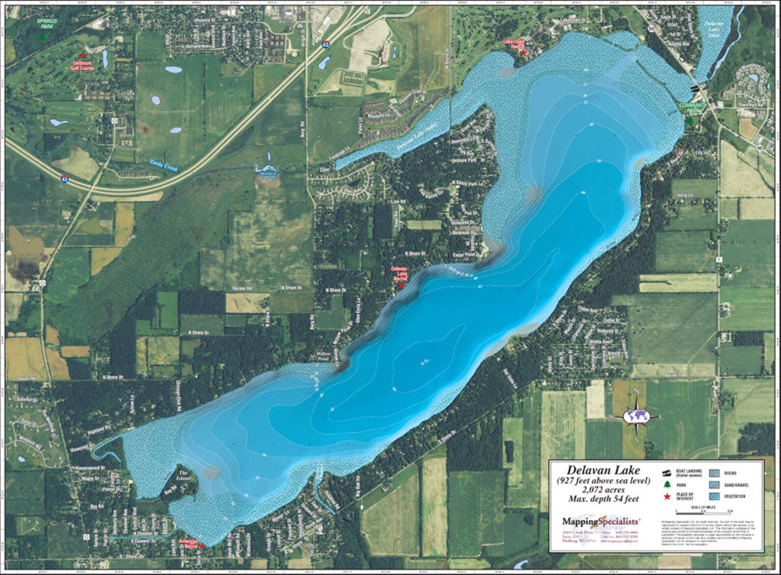 3D Delavan Lake Enhanced Wall Map - Etsy