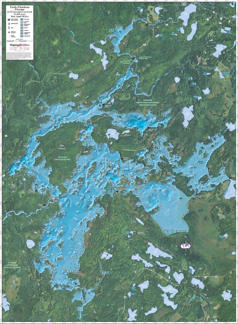 3D Turtle Flambeau Flowage Enhanced Wall Map - Etsy