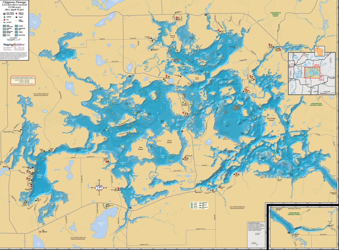 3D Chippewa Flowage Wall Map - Etsy