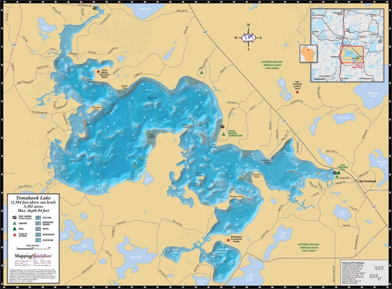 3D Tomahawk Lake Wall Map - Etsy