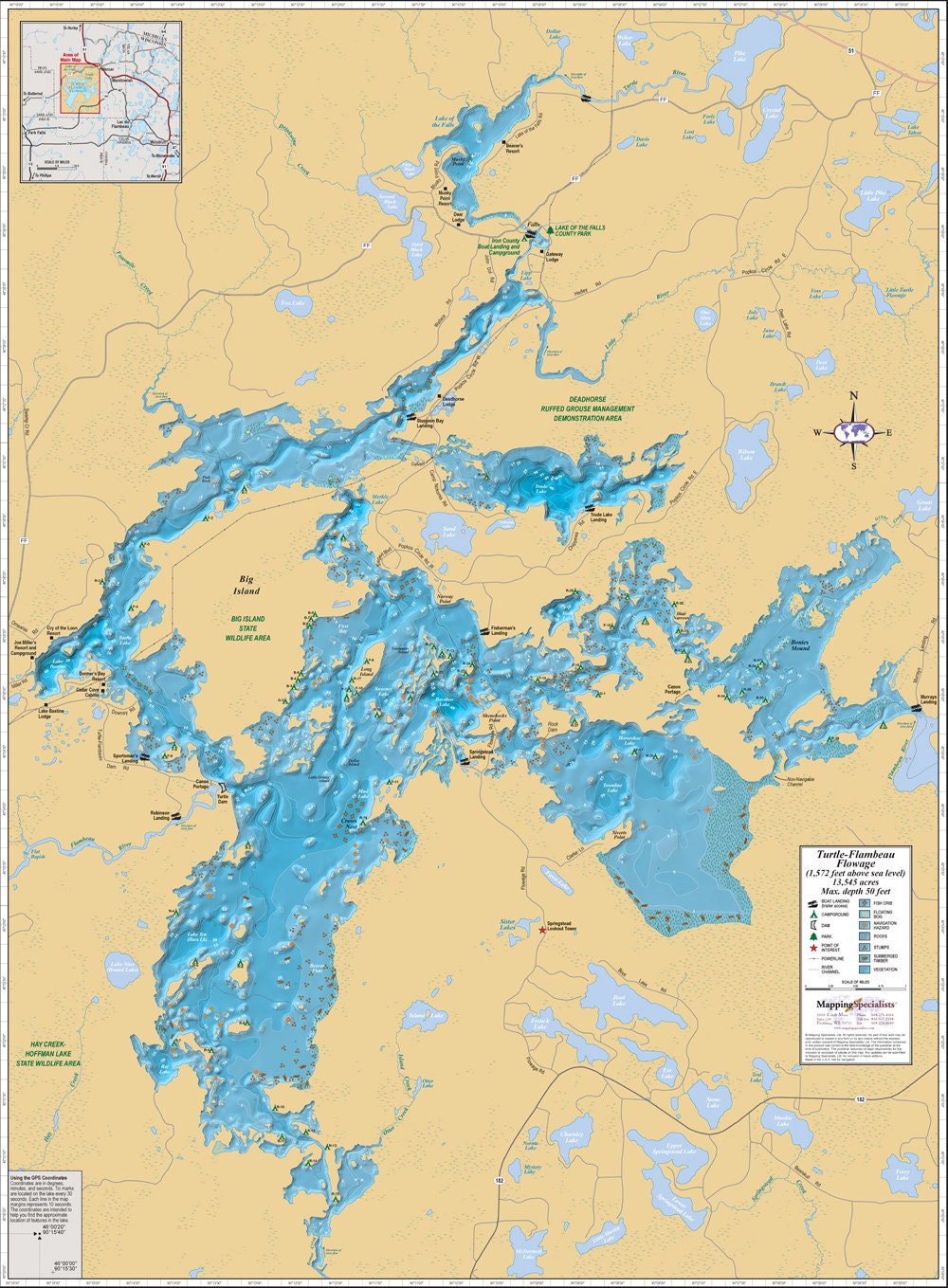 3D Turtle Flambeau Flowage Wall Map - Etsy