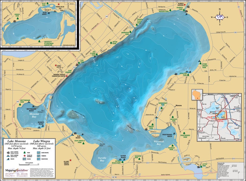 3D Lake Monona Wall Map - Etsy