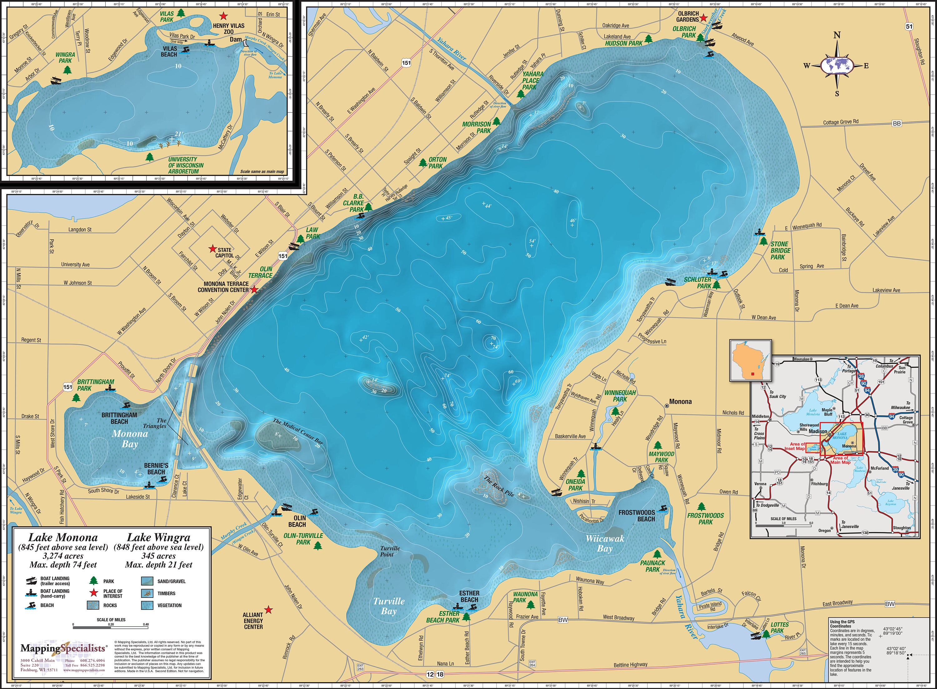 3D Lake Monona Wall Map - Etsy