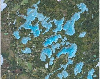 3D Three Lakes Chain Wall Map - Etsy