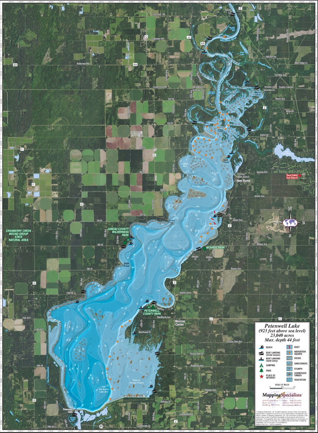 3D Petenwell Lake Enhanced Wall Map - Etsy