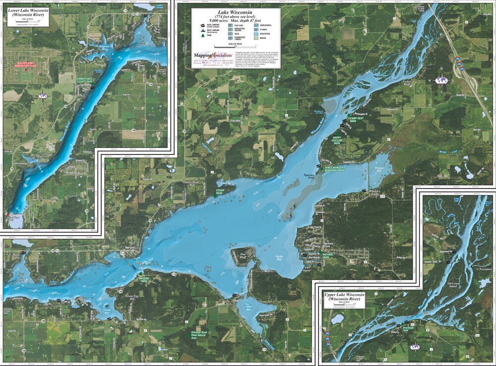 3D Lake Wisconsin Enhanced Wall Map - Etsy