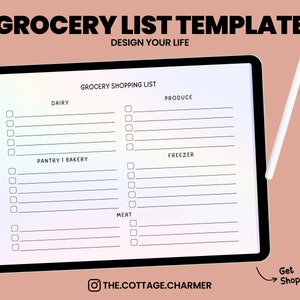 Digital Grocery List Planner Template Goodnotes, Notability, Noteshelf ...