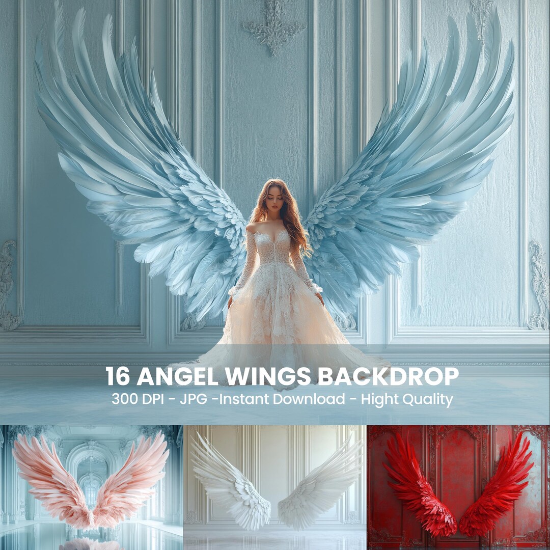 16 Angel Wings Backdrops, Digital Backgrounds, Maternity Backdrop Angel ...
