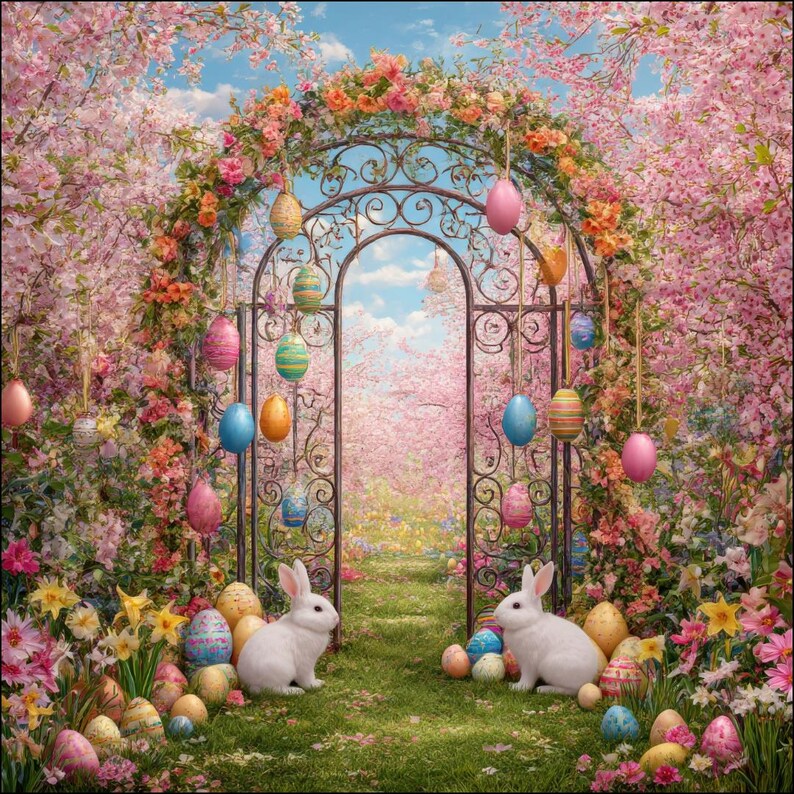 70 Spring Easter Egg Digital Backdrop, Nature Background, Instant ...