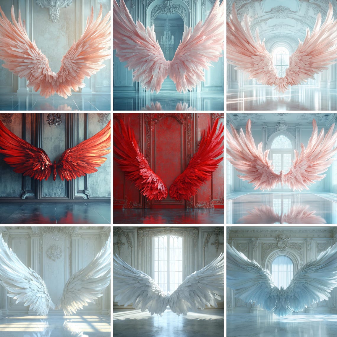 16 Angel Wings Backdrops, Digital Backgrounds, Maternity Backdrop Angel ...