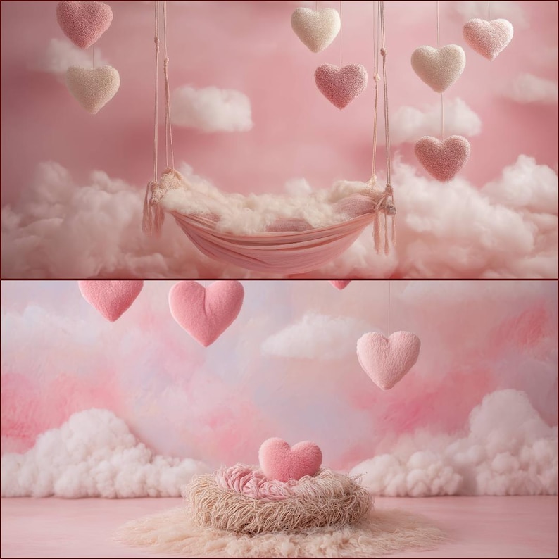 Butterfly Wing Newborn Digital Backdrops, Floral Cloud Nest & Hanging ...