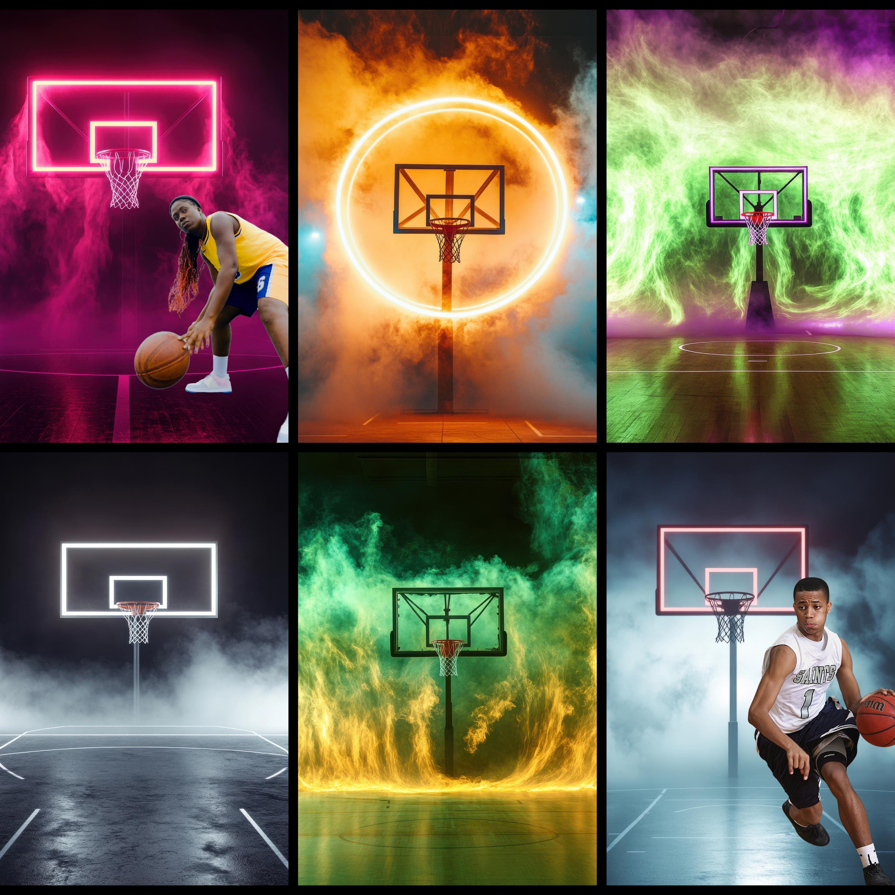 130+ Basketball Backdrops Neon Smoke, Backgrounds for Sports and Senior ...