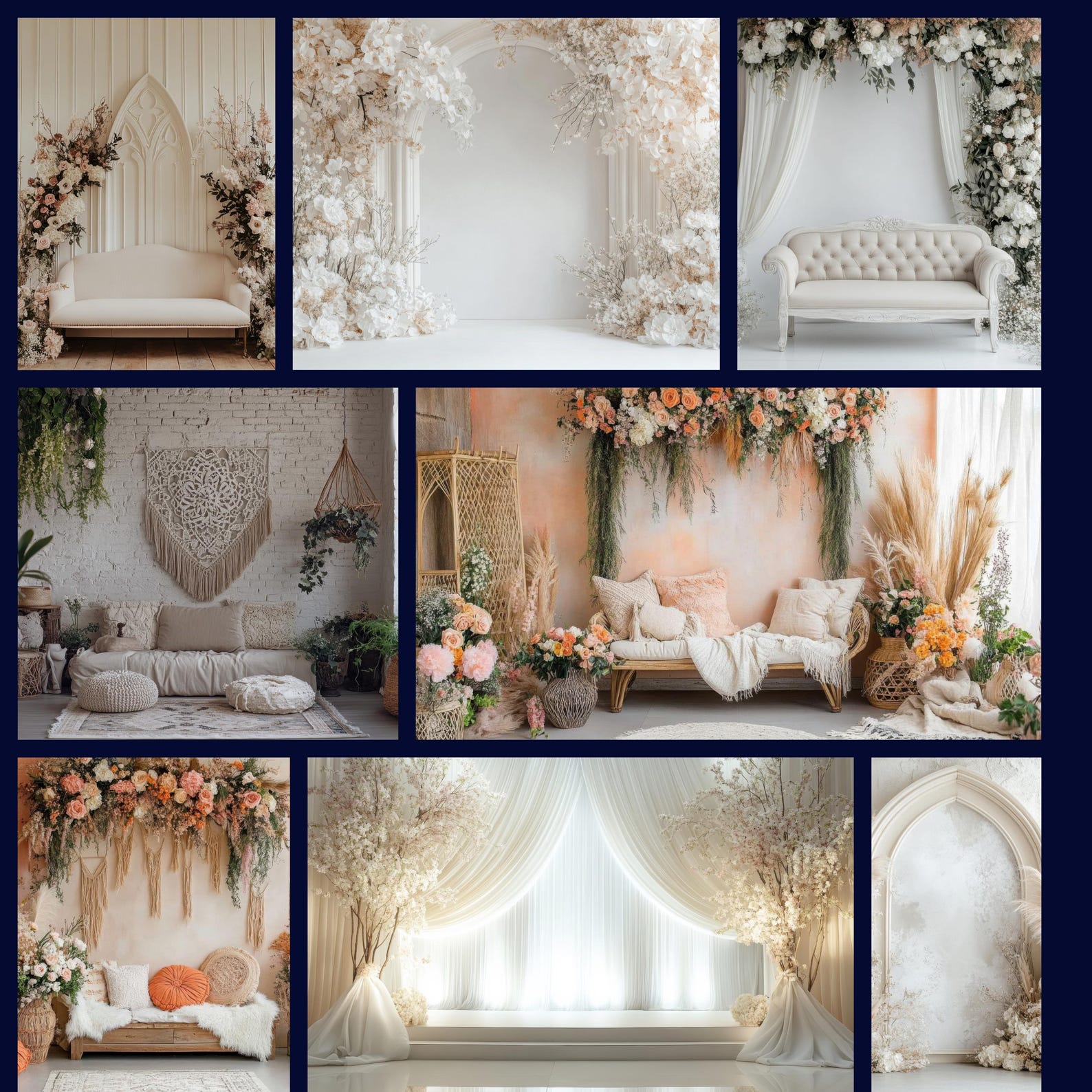 75 Boho Arch Digital Overlays for Maternity Backdrops, Elegant Fine Art ...