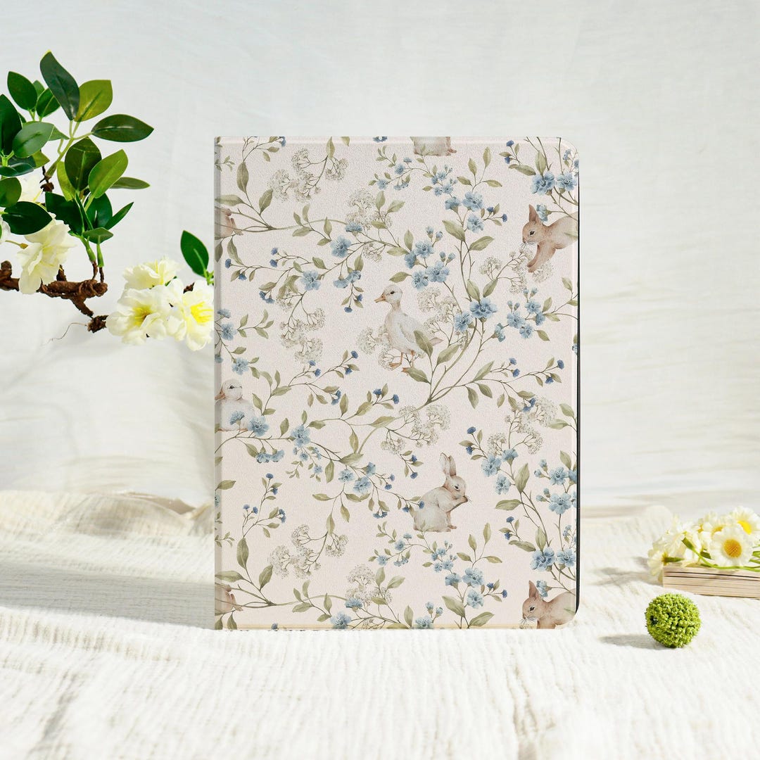 Rabbit & Duck Flower iPad Case,ipad Air 11/13" 2025 iPad A16,ipad Pro ...