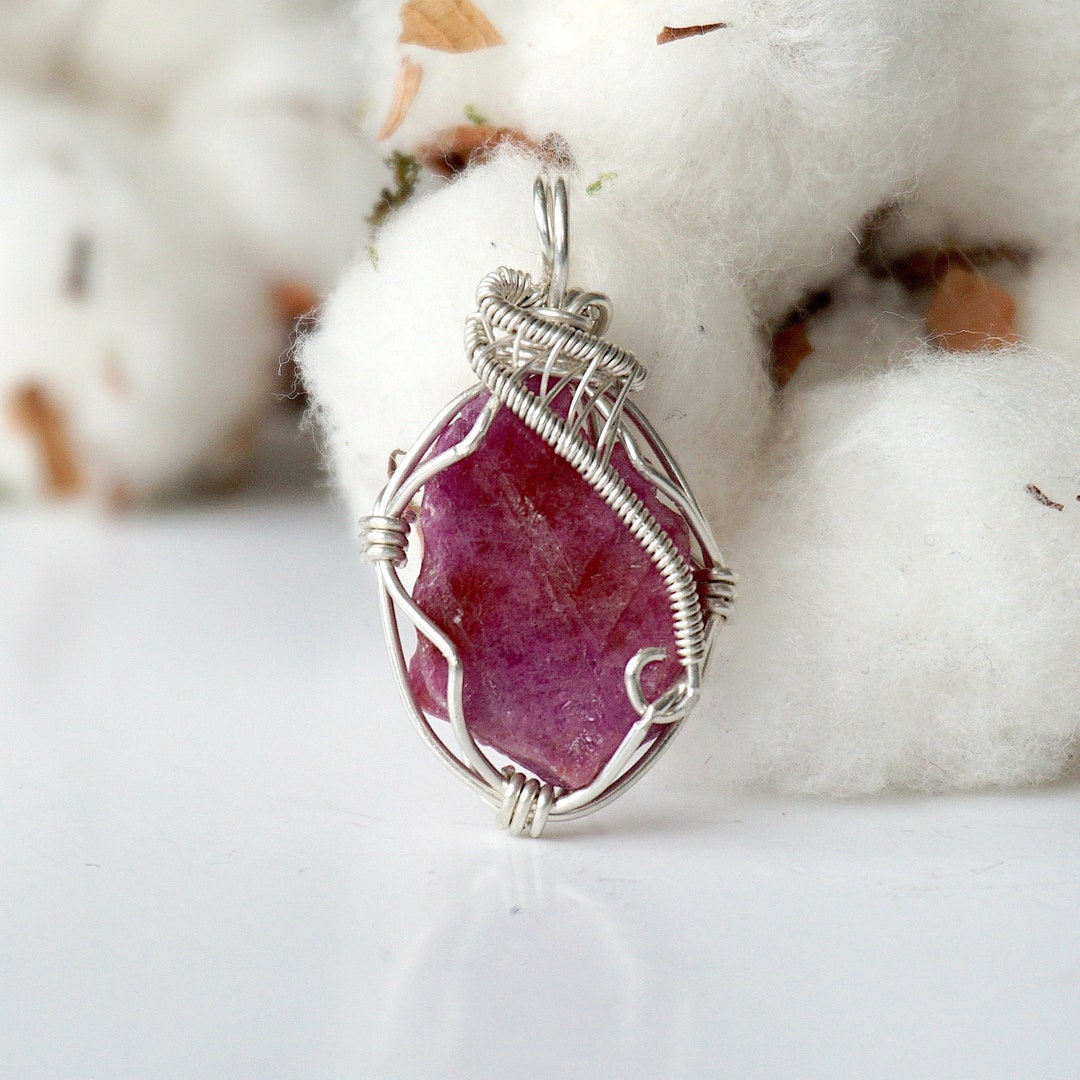 Natural Ruby Pendant, Ruby Pendant Necklace, July Birthstone Necklace ...