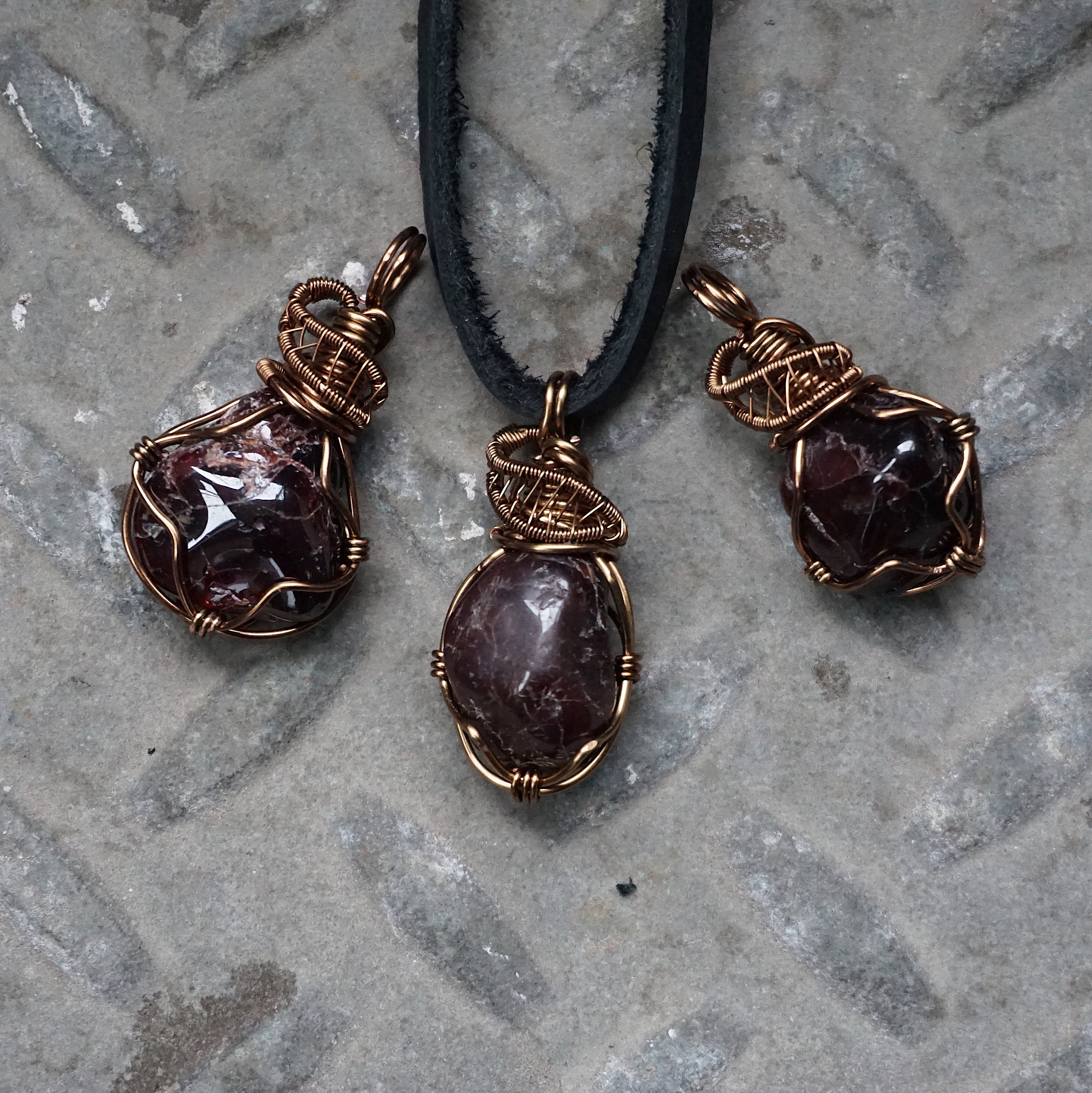 Natural Garnet Pendant, Raw Garnet Pendant, Wire Wrapped Pendant, Raw ...