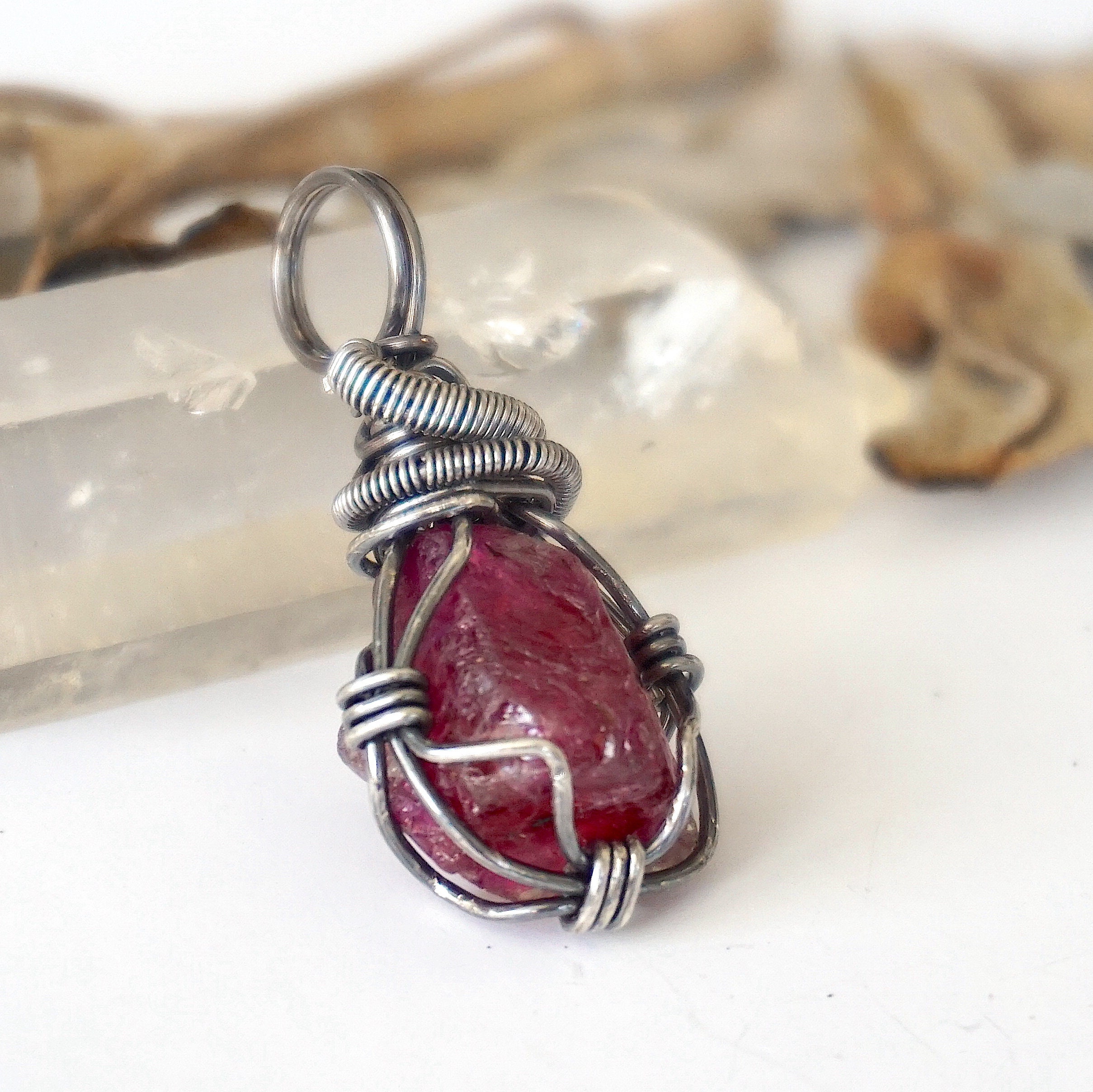 Raw Ruby Necklace Ruby Birthstone Necklace Raw Crystal | Etsy