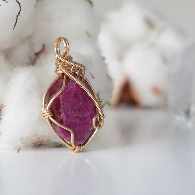 Genuine Ruby Necklace, Raw Ruby Necklace, July Birthstone Necklace ...